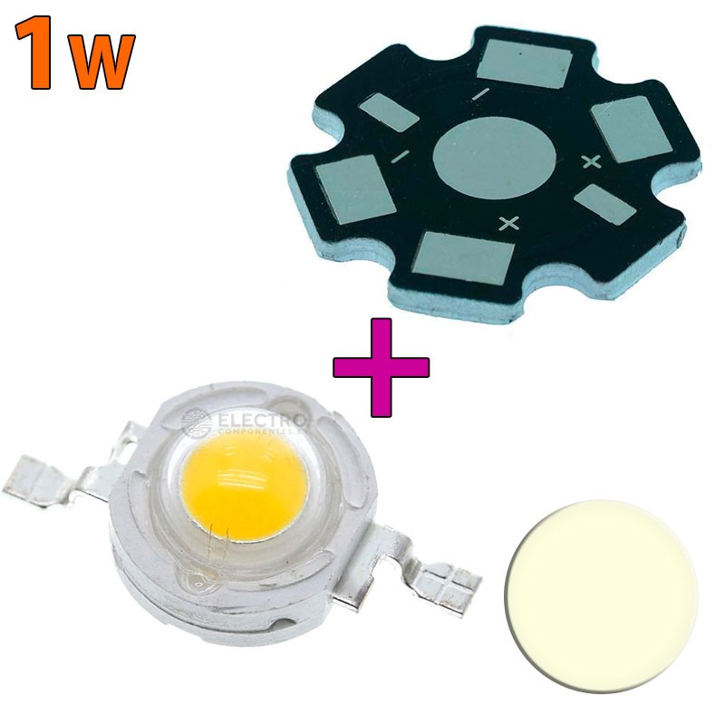 LED Alta Potencia 1W BLANCO CALIDO con disipador de estrella