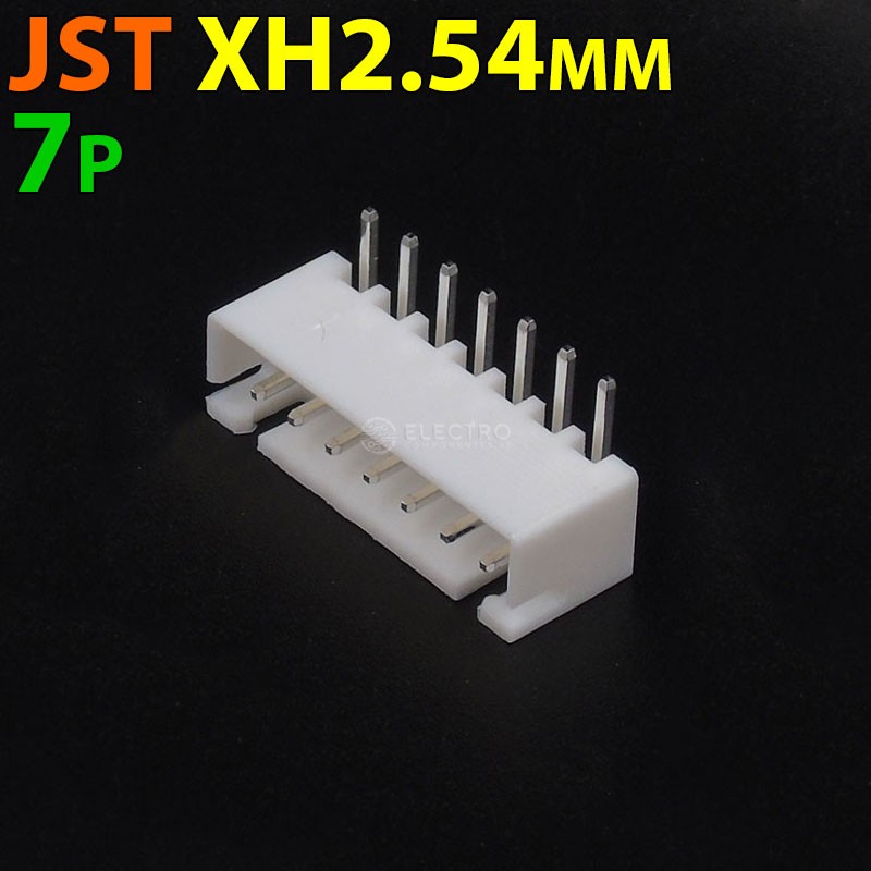 Conector Acodado JST XH 2.5mm 7P plastico blanco cable 7 pines