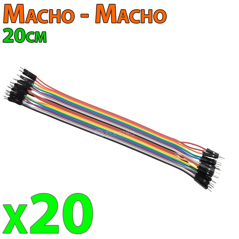 20 cables jumper protoboard de 20cm - Macho/Macho cable jumpers