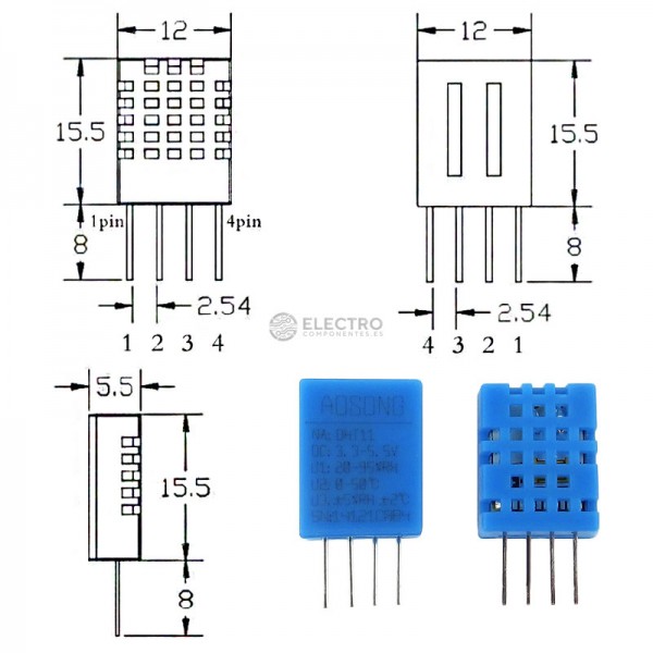 DHT11 - Sensor Temperatura y Humedad relativa DHT 11 3,3v 5v