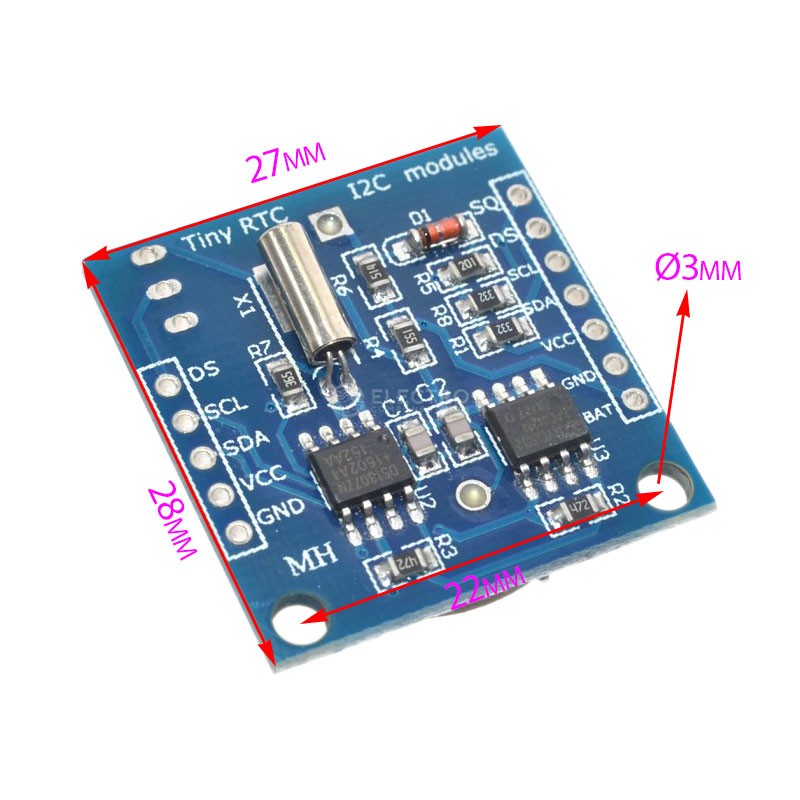 Modulo reloj DS1307 RTC + Bateria I2C tiempo real 32k pila