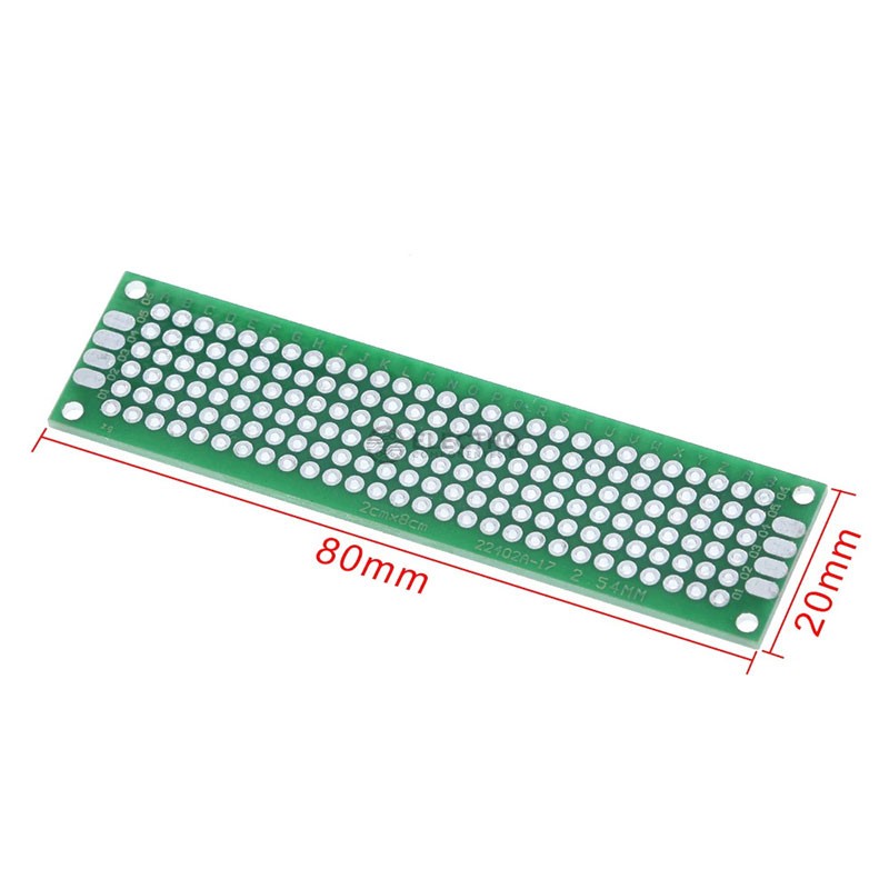 Placa PCB 2x8cm Perforada Doble Cara 2,54mm Prototipo