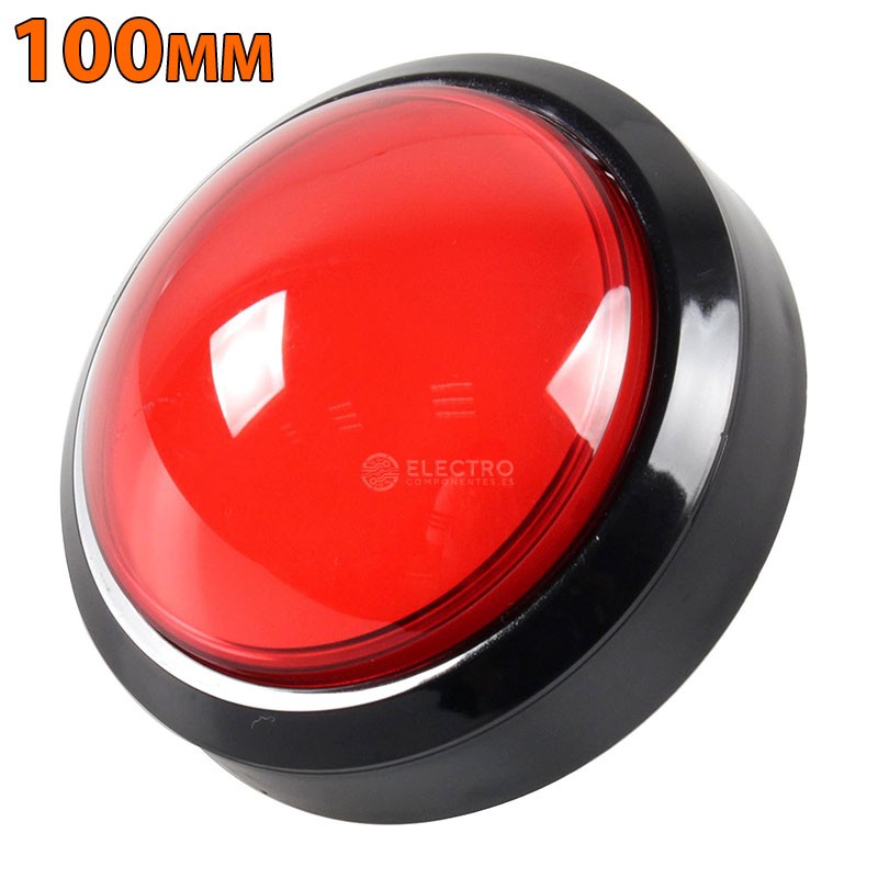 Pulsador Gigante 100mm ROJO con LED redondo arcade 5v 12v