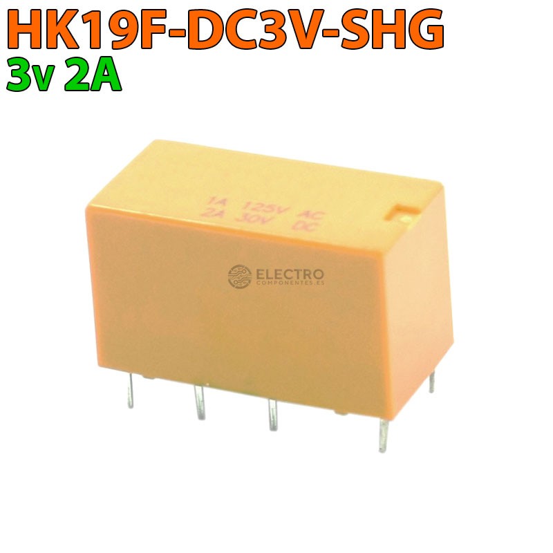 Mini Rele 3v 2A DPDT Doble contacto conmutador 8 pines HK19F-DC3V-SH